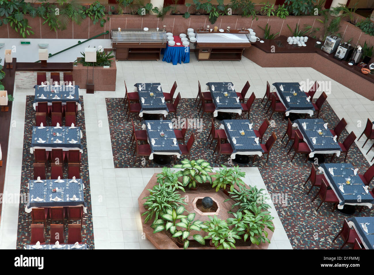Empty restaurant hall in the luxury hotel. View from above Stock Photo ...