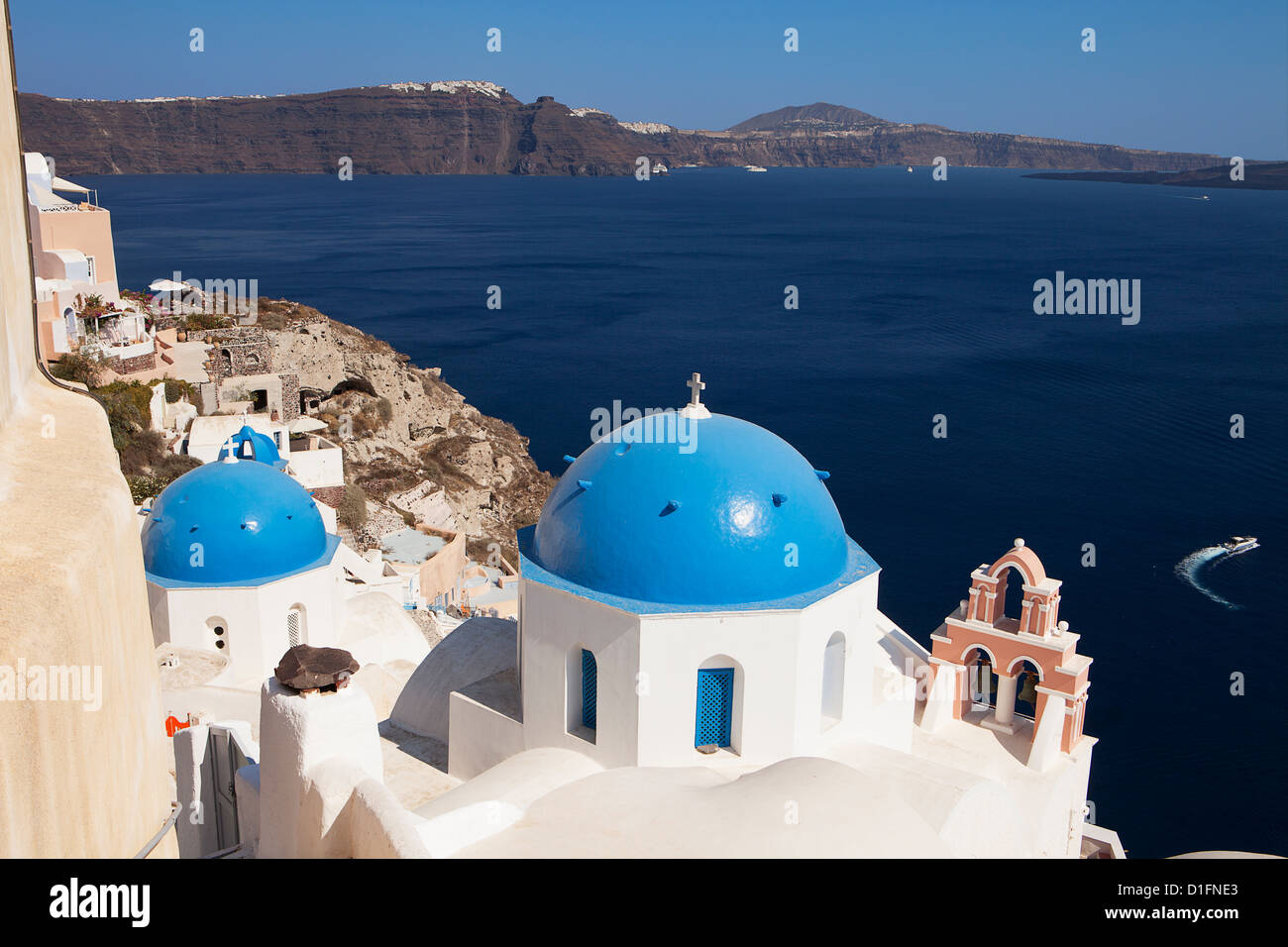 Three blue domes church santorini hi-res stock photography and images ...