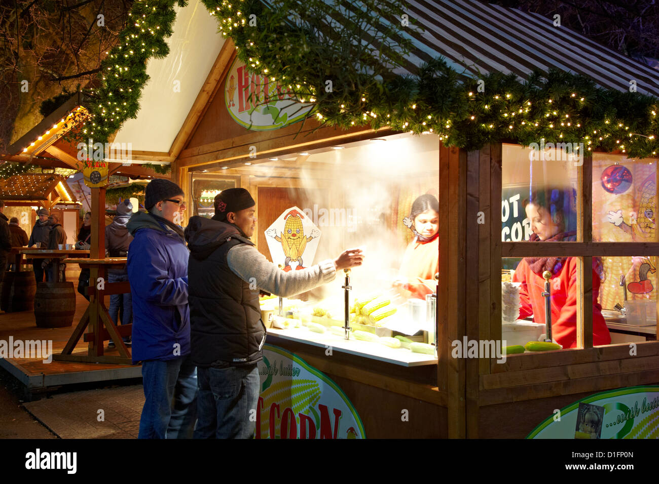 Corn On Cob Stand Winter Wonderland Hyde Park London UK Stock Photo - Alamy