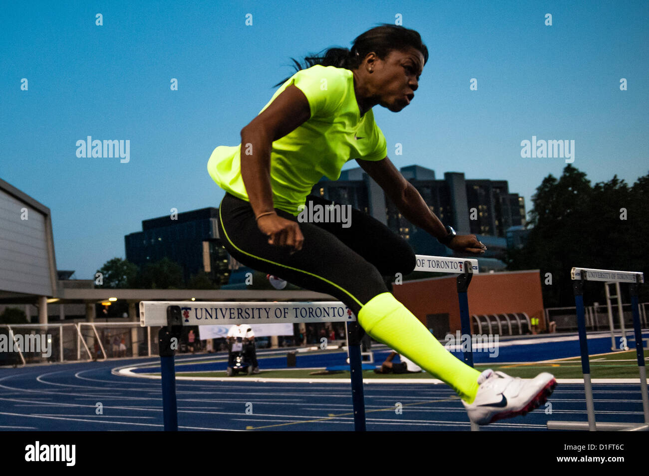 Hurdler Perdita Felicien practices for the Womens 100m Hurdles at the ...