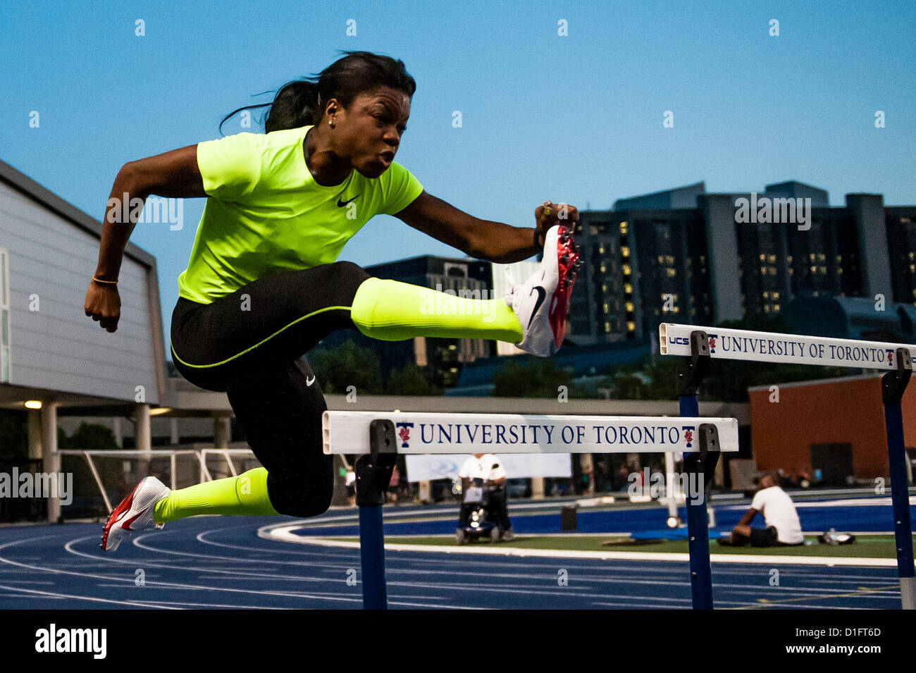 Hurdler Perdita Felicien practices for the Womens 100m Hurdles at the ...