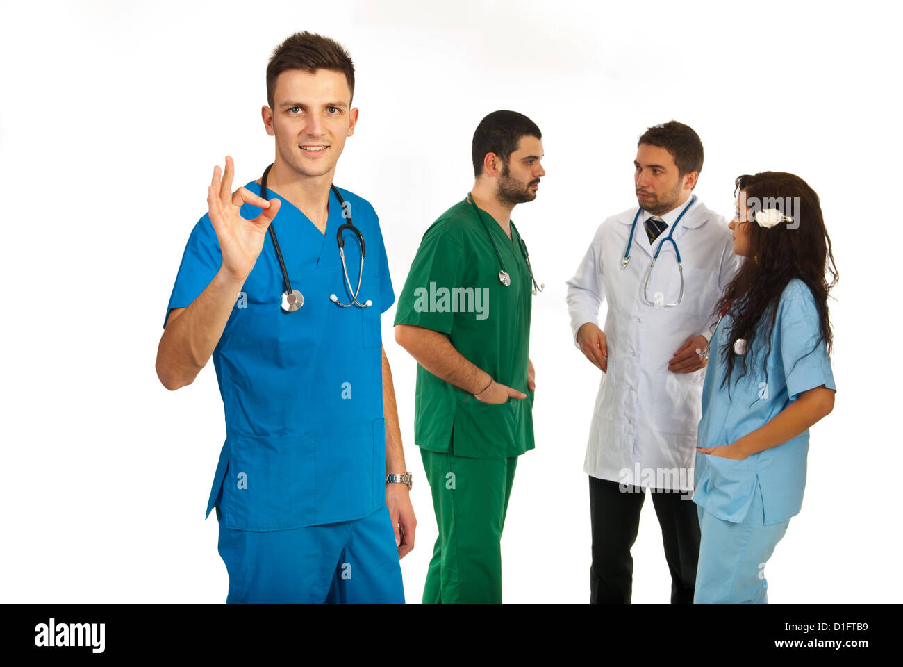 Team four doctors in white hi-res stock photography and images - Alamy