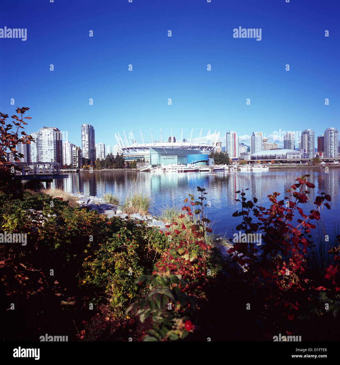 Vancouver City Skyline, BC, British Columbia, Canada - BC Place Stadium ...