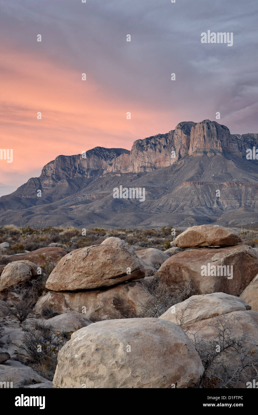 Guadalupe Peak and El Capitan at sunset, Guadalupe Mountains National ...