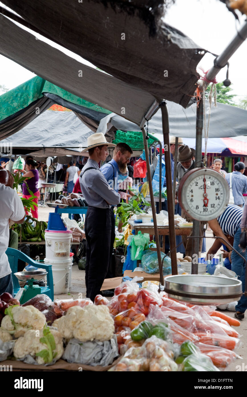 Members of the local Amish community selling produce at San Ignacio ...