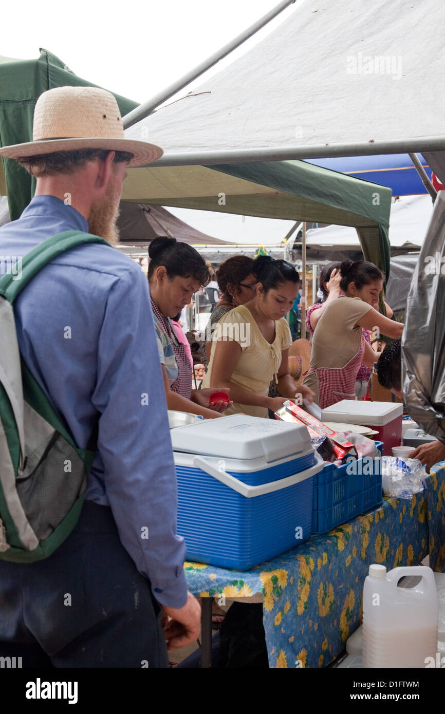 Local Amish man shopping at the San Ignacio market in Belize Stock ...