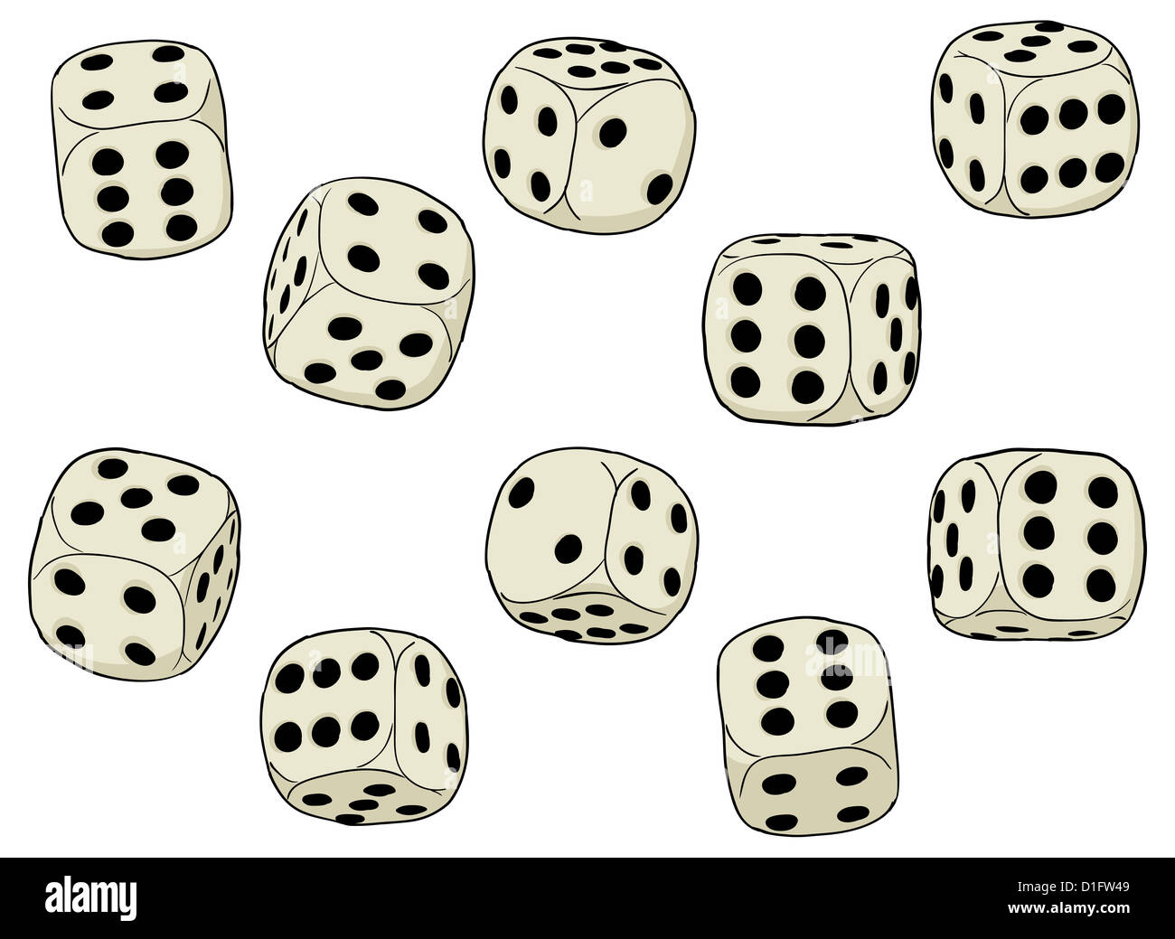 A set of simple dices on a white background Stock Photo - Alamy