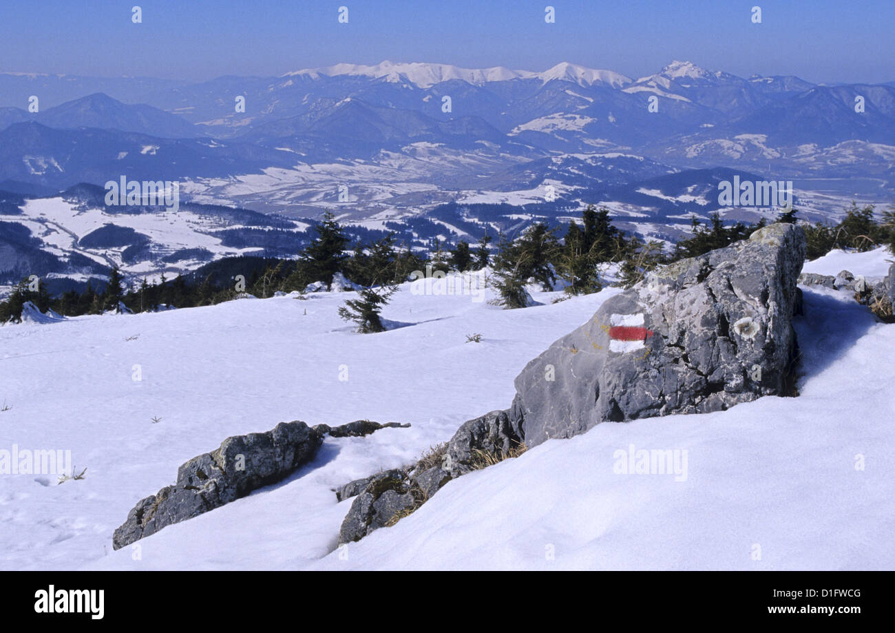 View of the Mala Fatra mountains from the summit of Velky Choc in ...