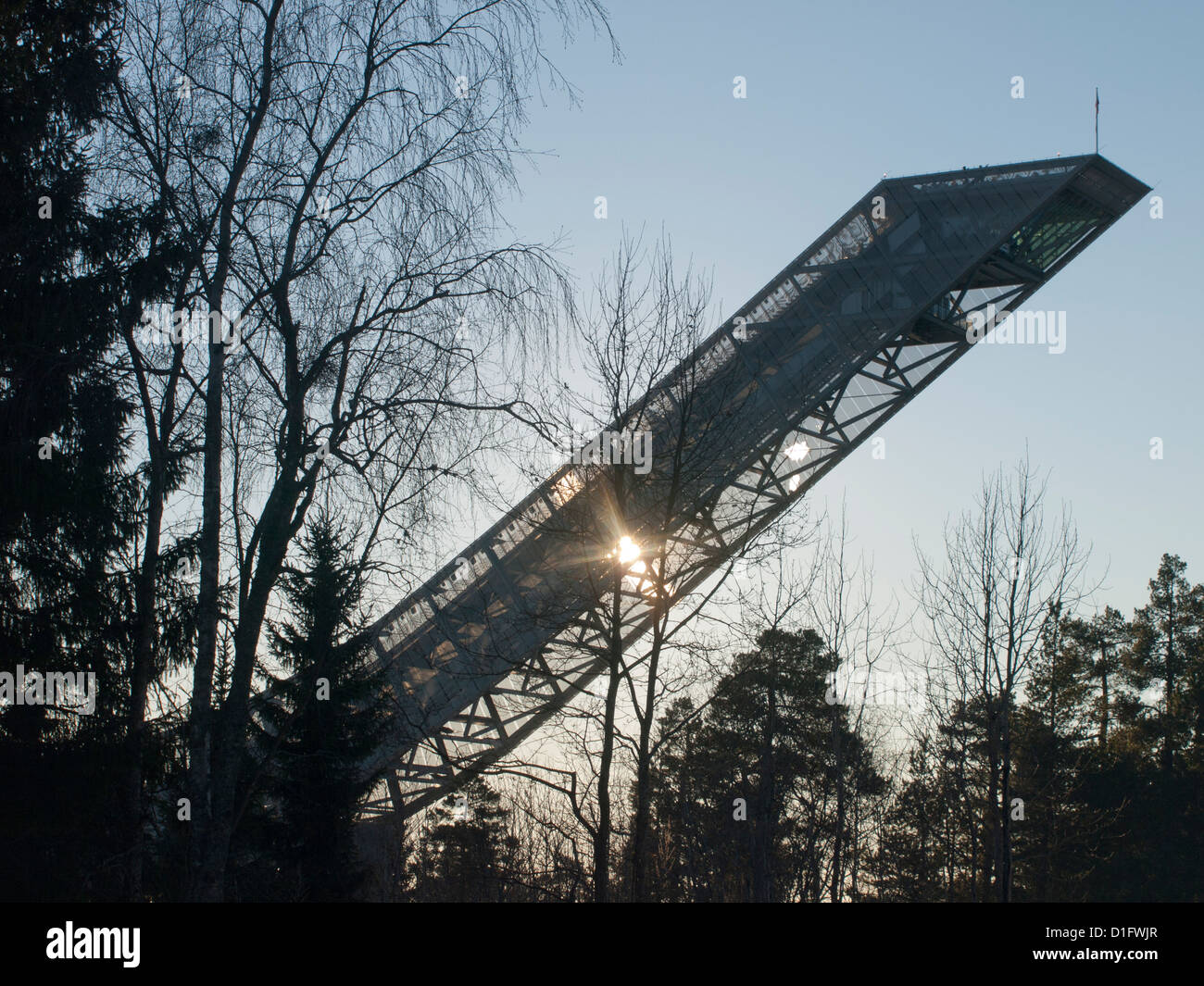 Holmenkollen ski jump arena in Oslo Norway, the take-off ramp and tower ...