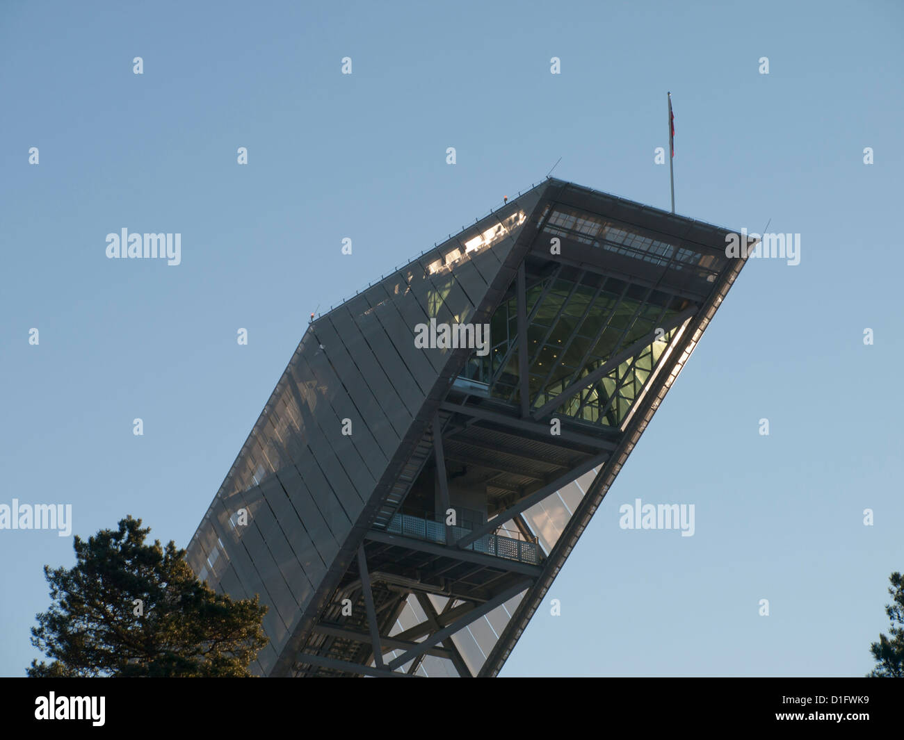 Holmenkollen ski jump arena in Oslo Norway, the take-off ramp and tower ...