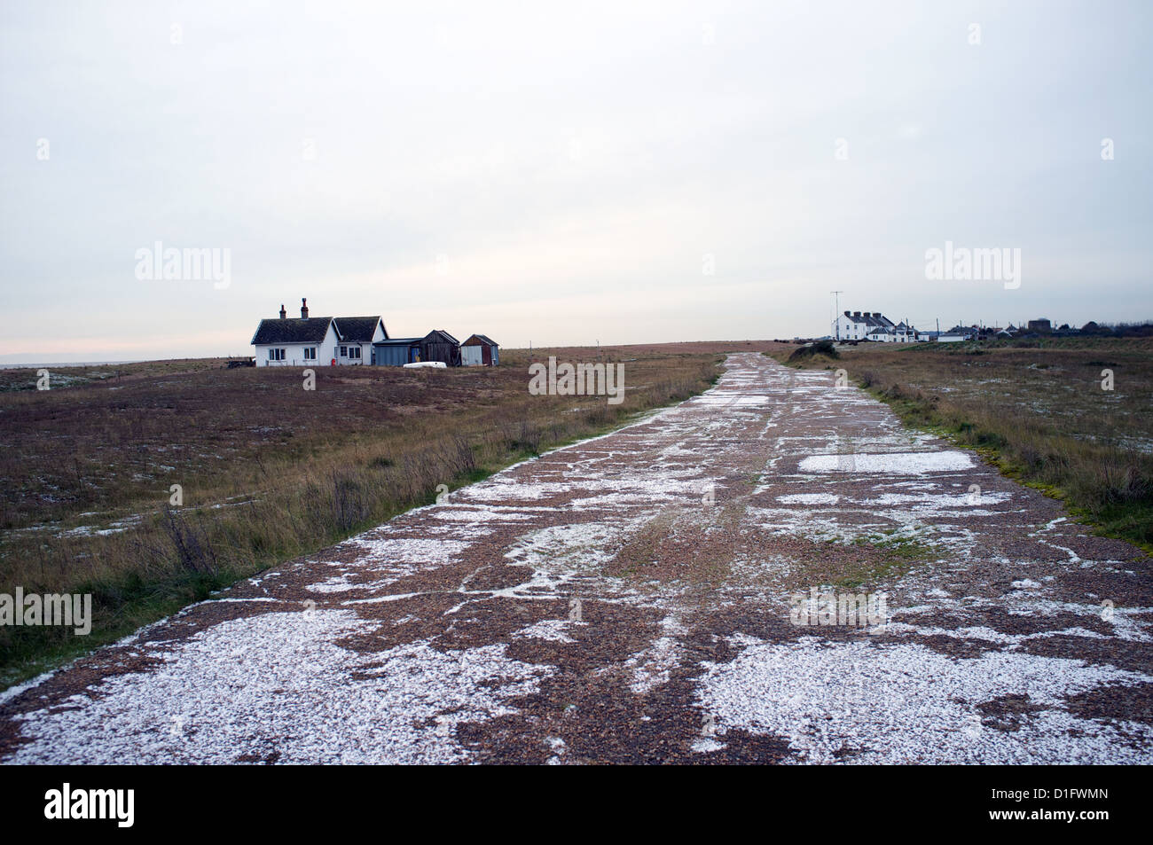Concrete road built durning World War Two, Shingle Street, Suffolk, UK ...