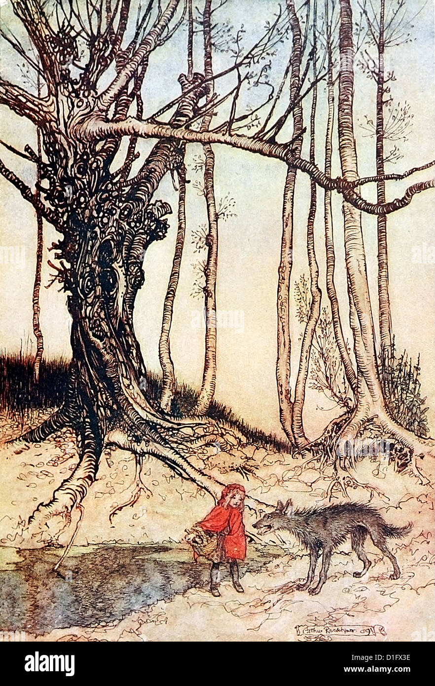 Red riding hood illustration hi-res stock photography and images - Alamy