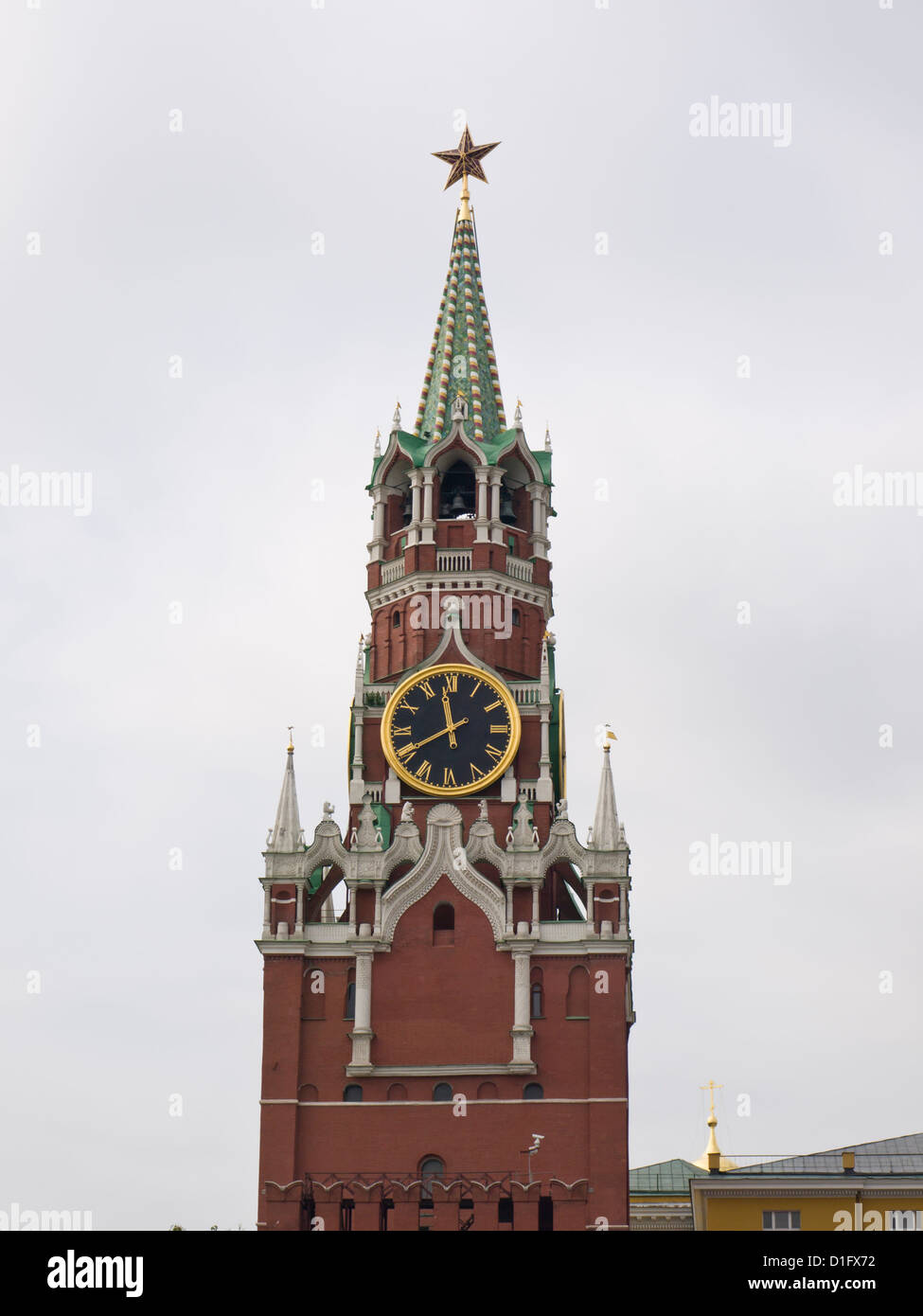 Clock tower at red square Moscow Russia with star at the top Stock ...