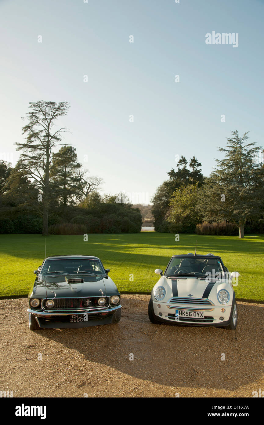 1969 Ford Mustang Mach 1 Fastback with 2006 Mini Cooper Convertible ...