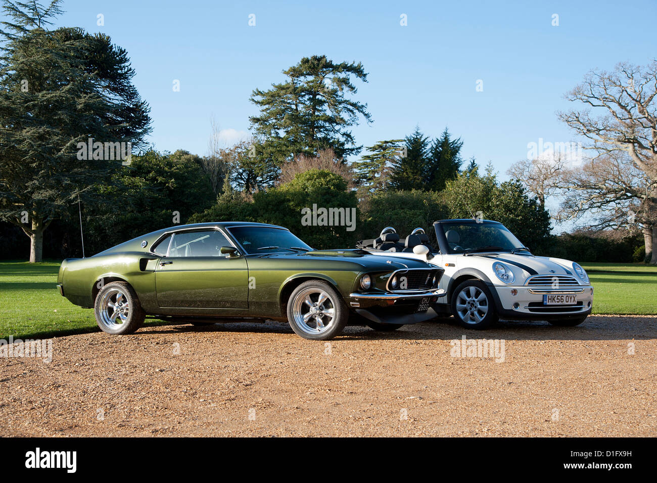 1969 Ford Mustang Mach 1 Fastback with 2006 Mini Cooper Convertible ...