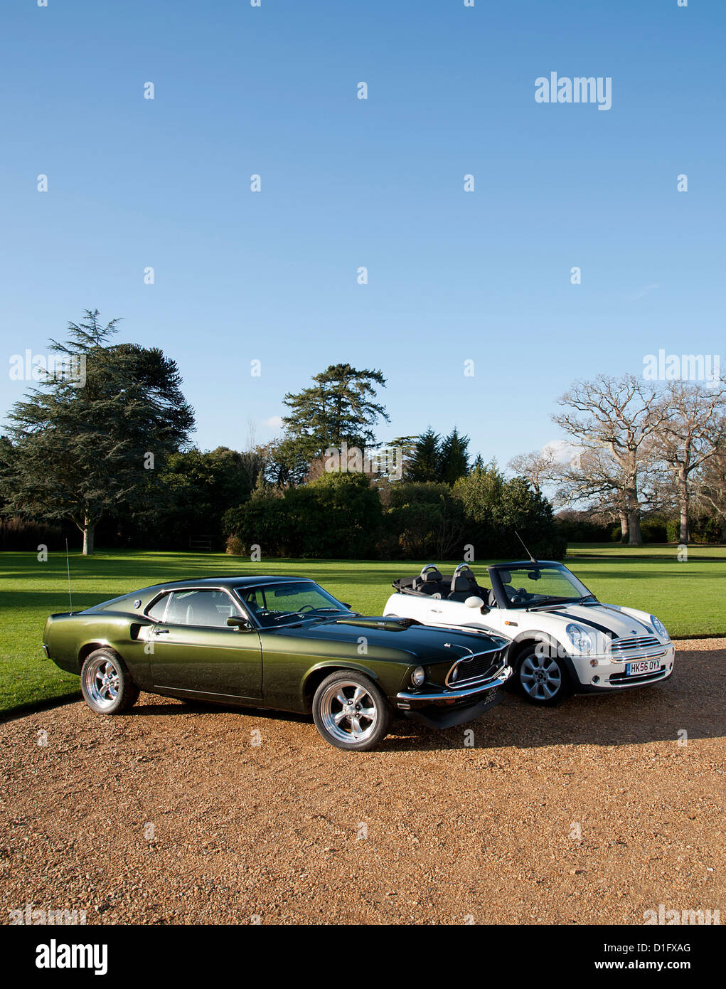 1969 Ford Mustang Mach 1 Fastback with 2006 Mini Cooper Convertible ...