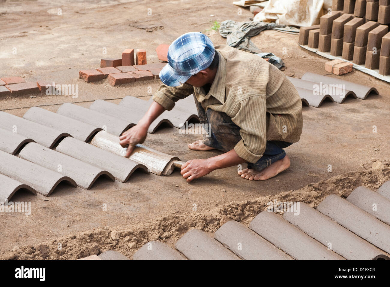 Clay brick and tile factory outside Antigua, Guatemala, Central America ...