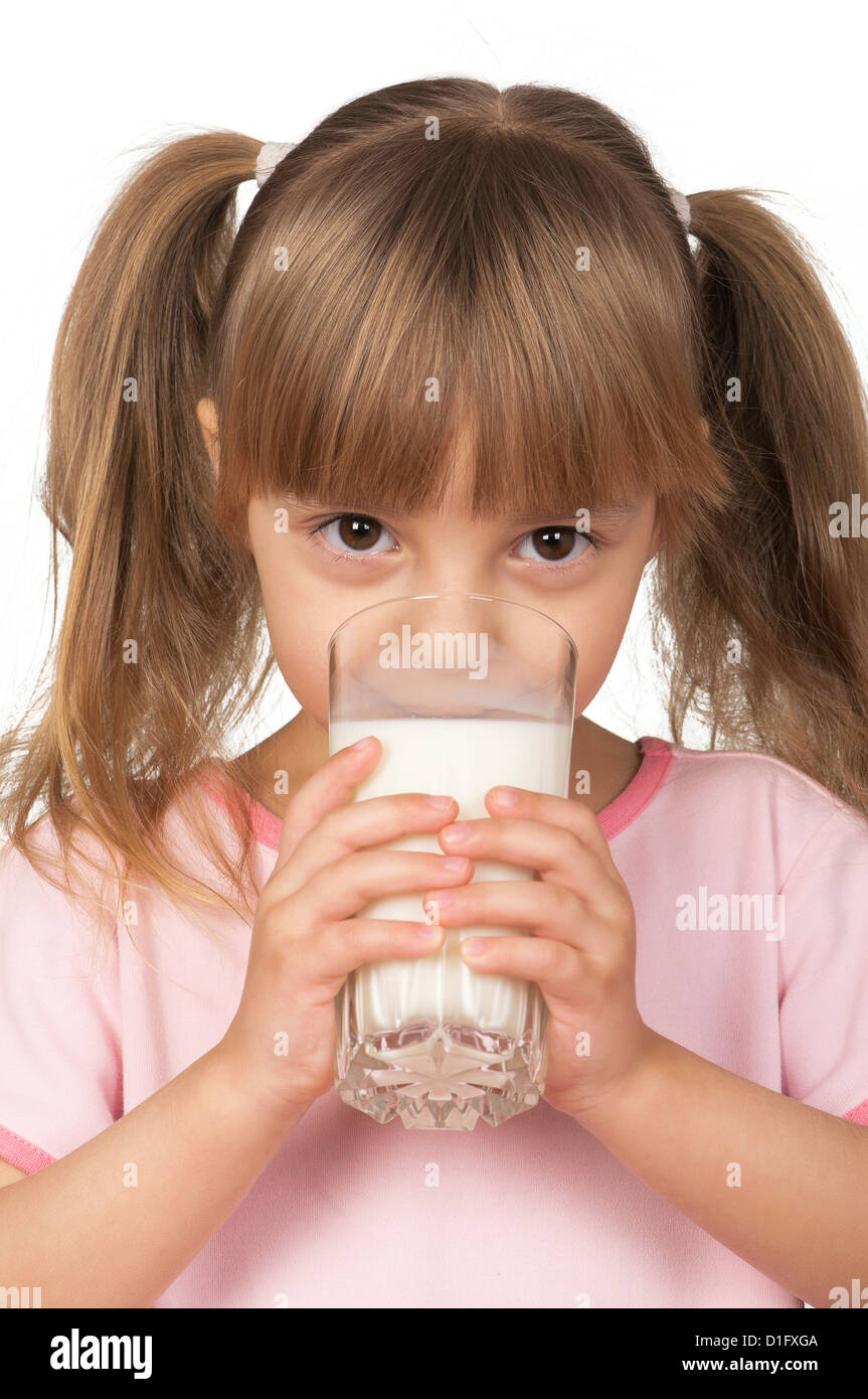 Girl with milk Stock Photo - Alamy