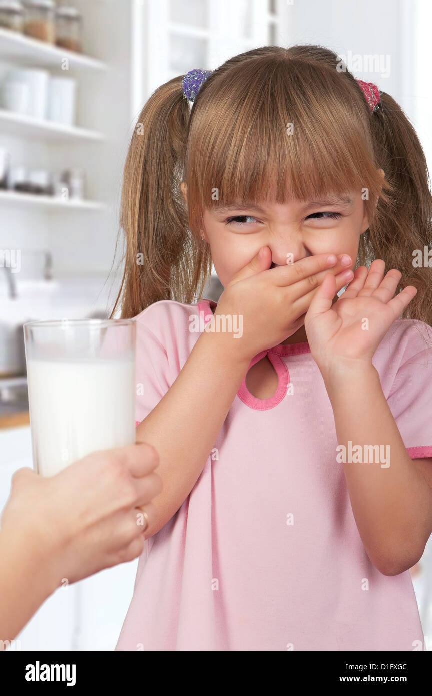 Girl with milk Stock Photo - Alamy