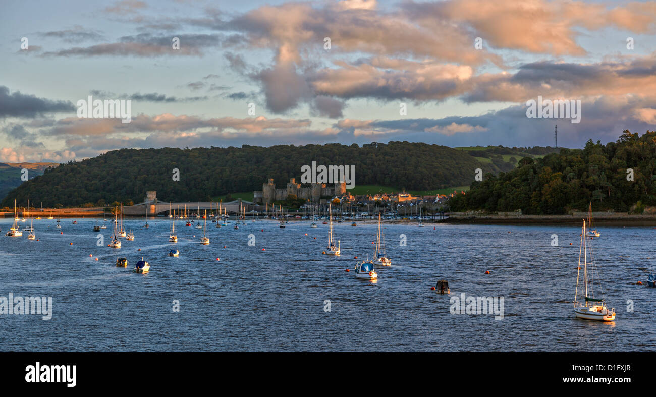 Conwy Castle Estuary Boat Wales High Resolution Stock Photography and ...