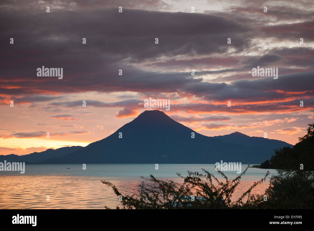 Toliman volcano, Lago de Atitlan, Guatemala, Central America Stock ...