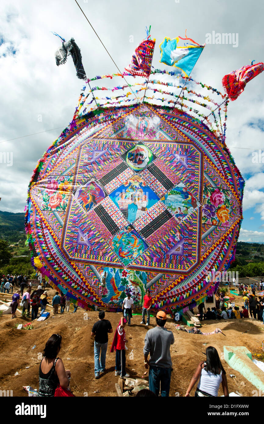 Day Of The Dead kites (barriletes) in cemetery in Santiago Sacatepequez ...