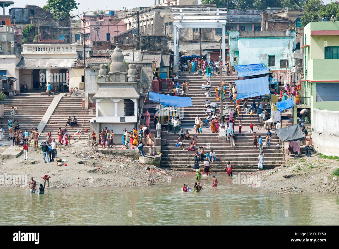 River ghats, villagers performing ablutions in the River Hugli (River ...