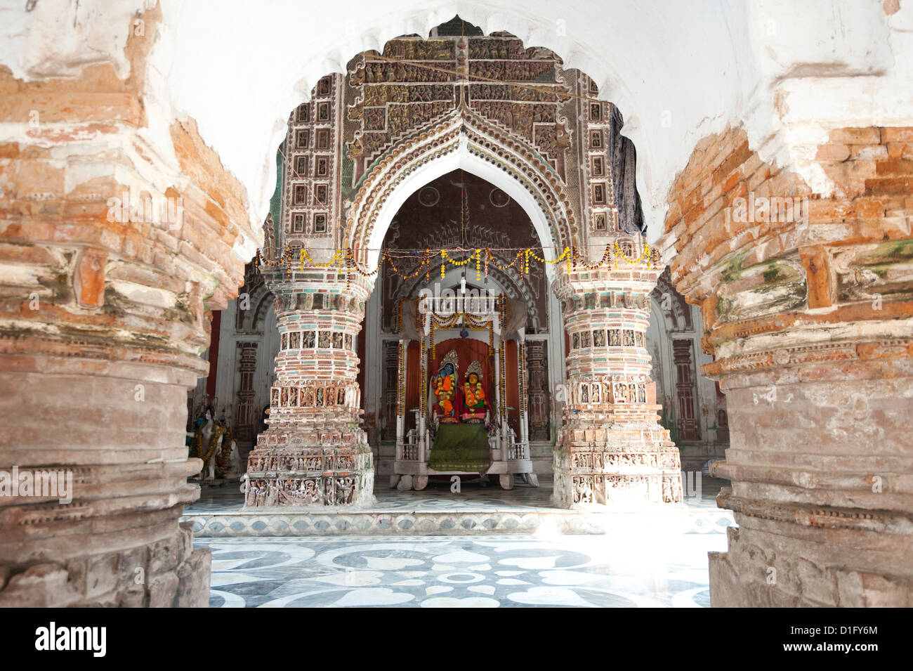 Hindu deities Lord Krishna and Radha in the Lalji Mandir shrine, one of ...