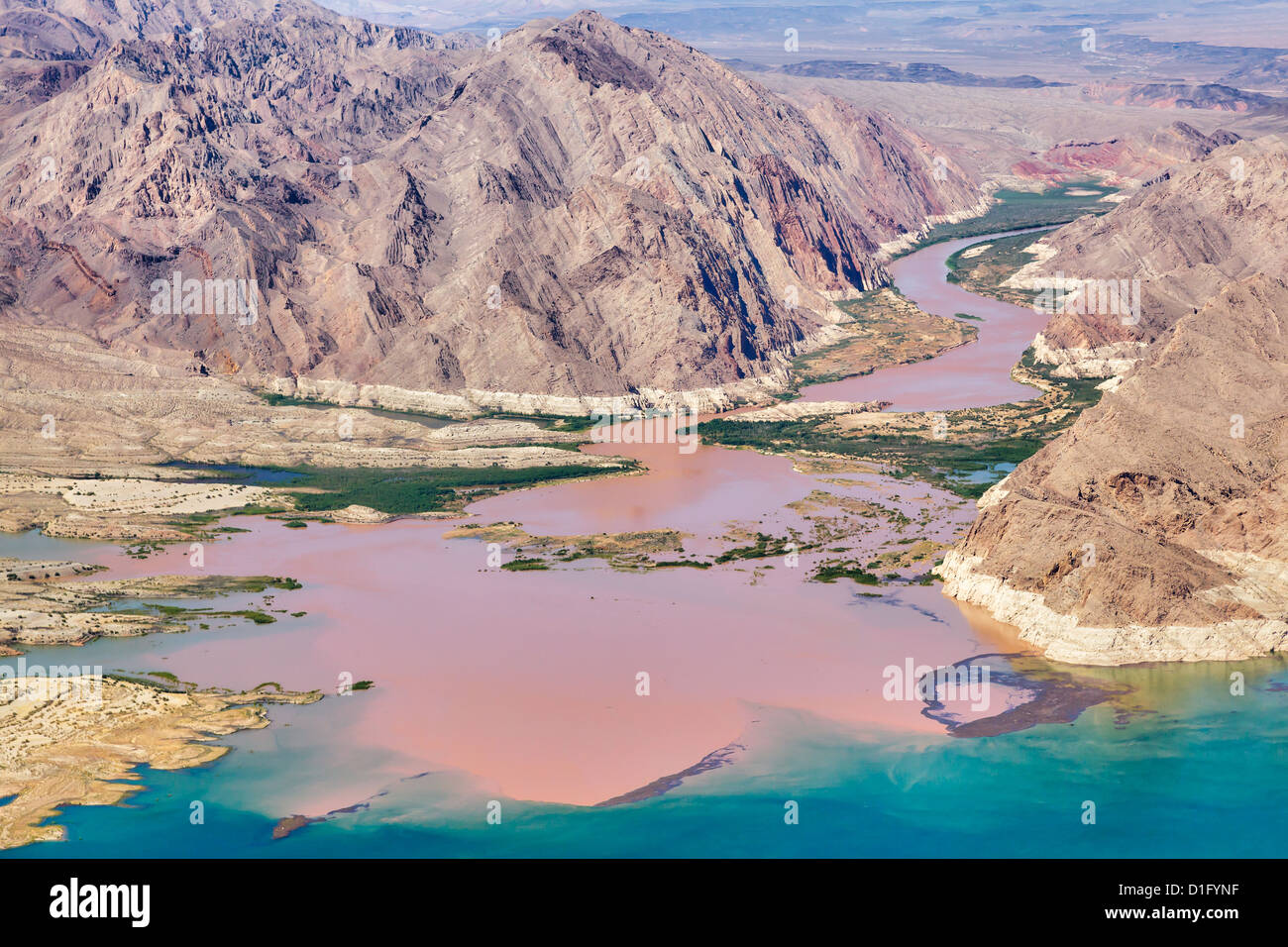 Colorado River joins Lake Mead Stock Photo - Alamy