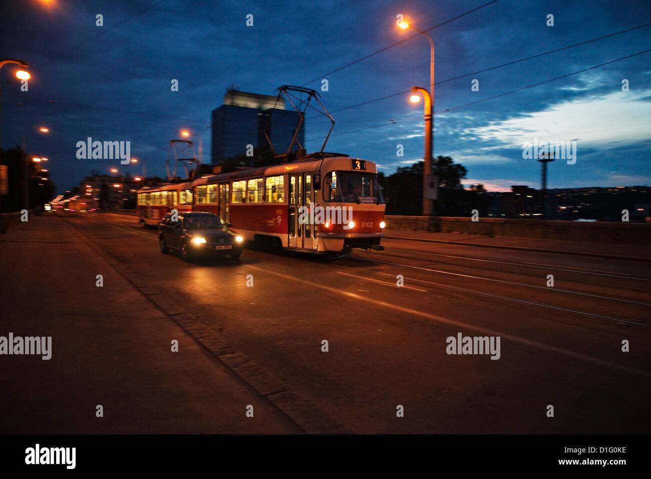 A tram Tatra T3 on Liben bridge in Prague, Czech Republic. (CTK Photo ...