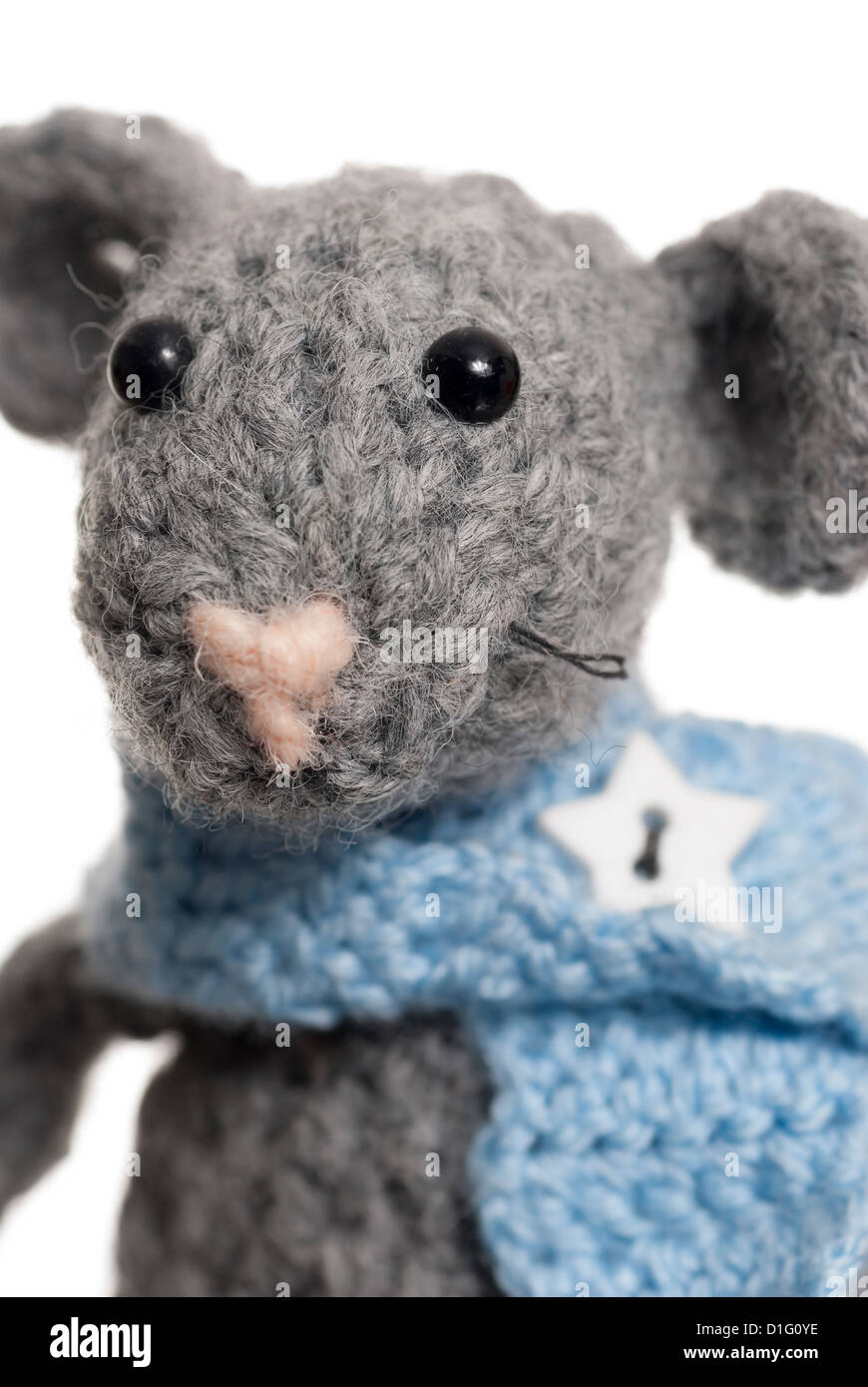 Grey handmade mouse using Crochet. Studio shot Stock Photo - Alamy