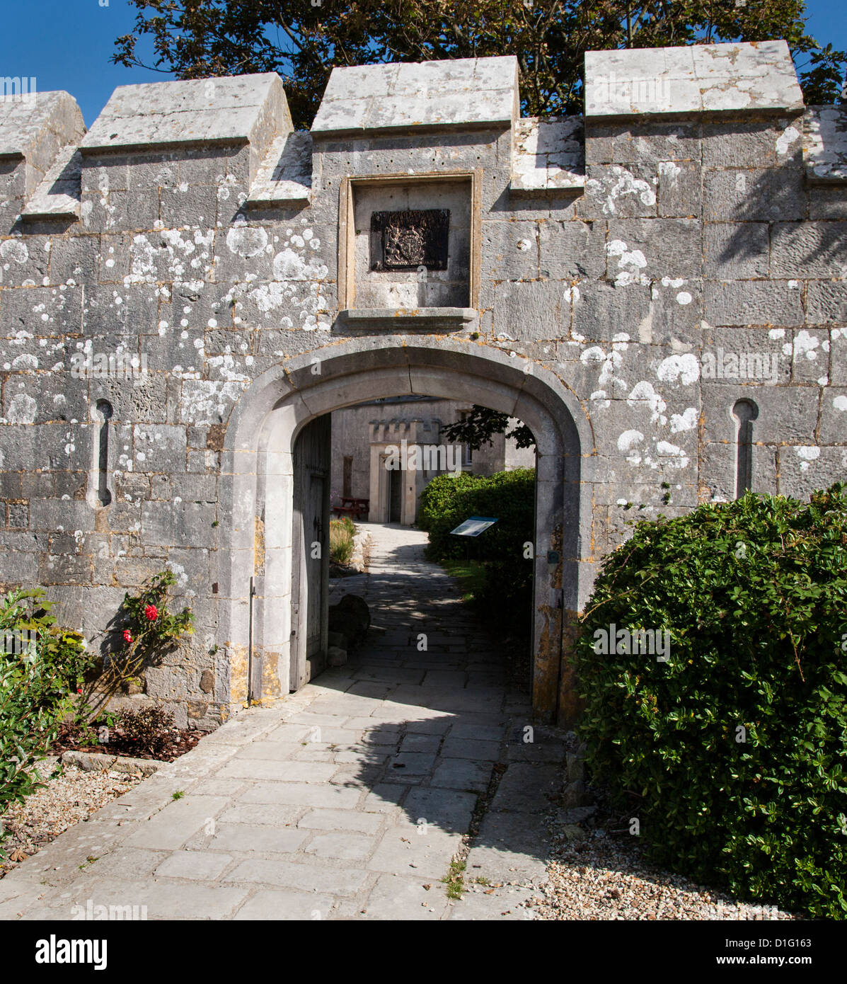 Portland Castle main gate near Fortuneswell on Portland Bill Dorset UK ...