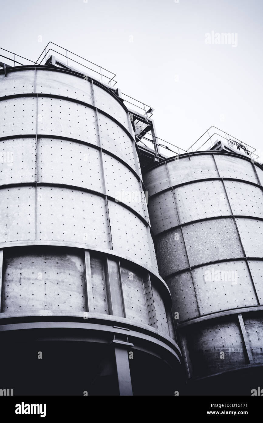 Industrial metal container tanks, London England UK Stock Photo - Alamy