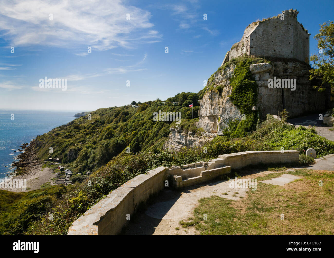 Church Ope Cove and Rufus Castle on Portland Bill on the south coast of ...