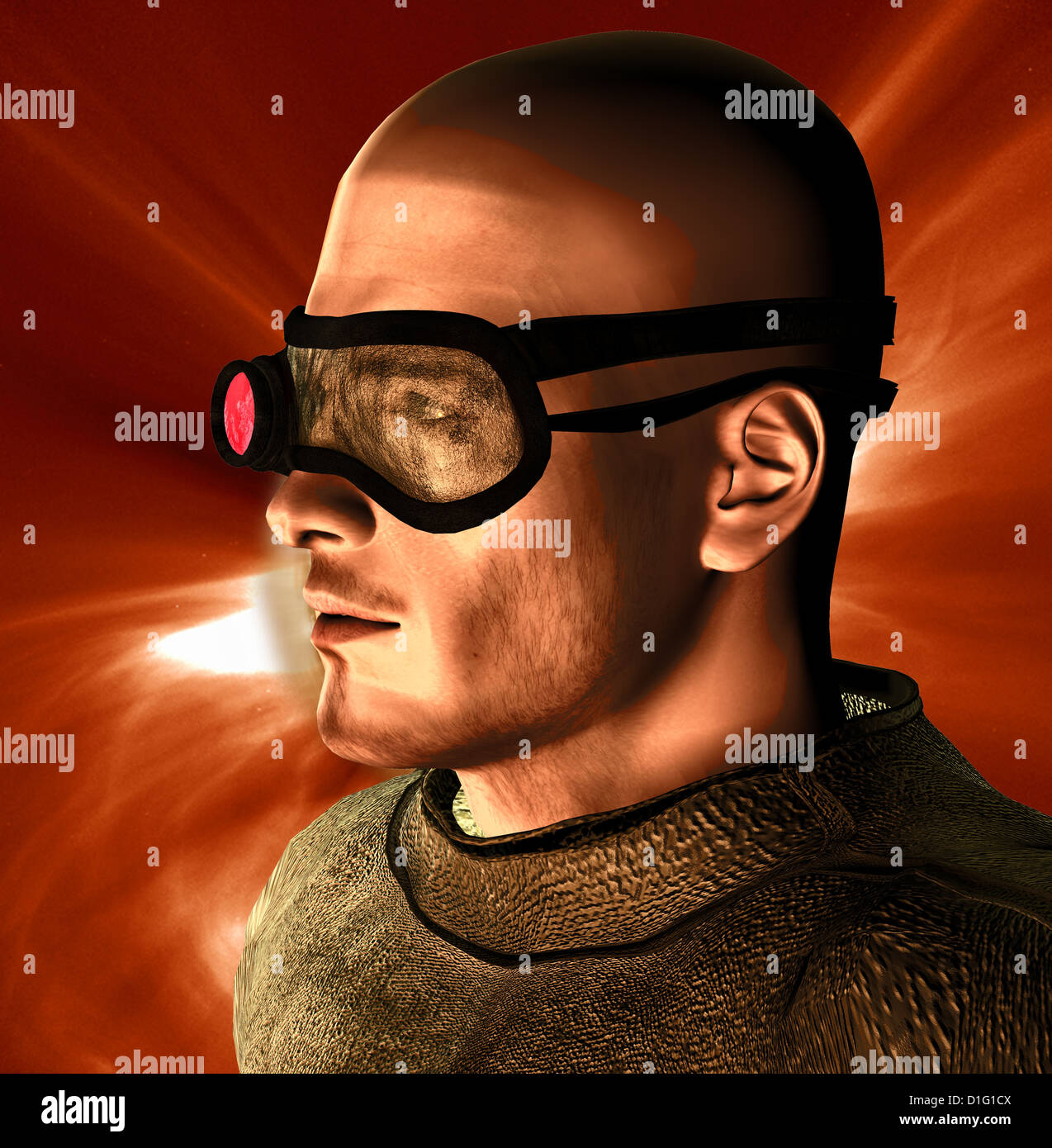 computer generated male robot with goggles Stock Photo - Alamy