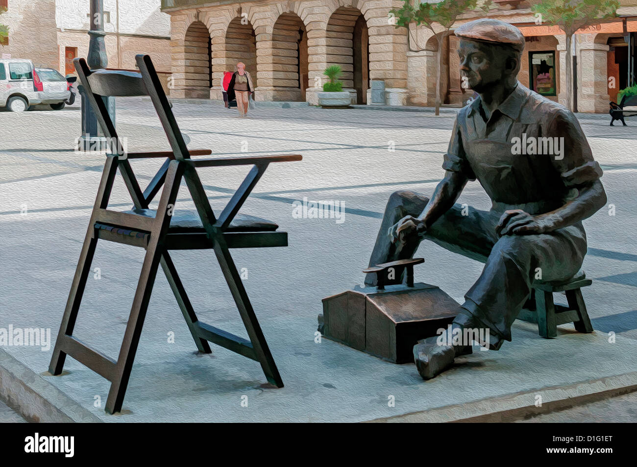 photo of the statue of a shoeshine in painting style, Haro village, La ...
