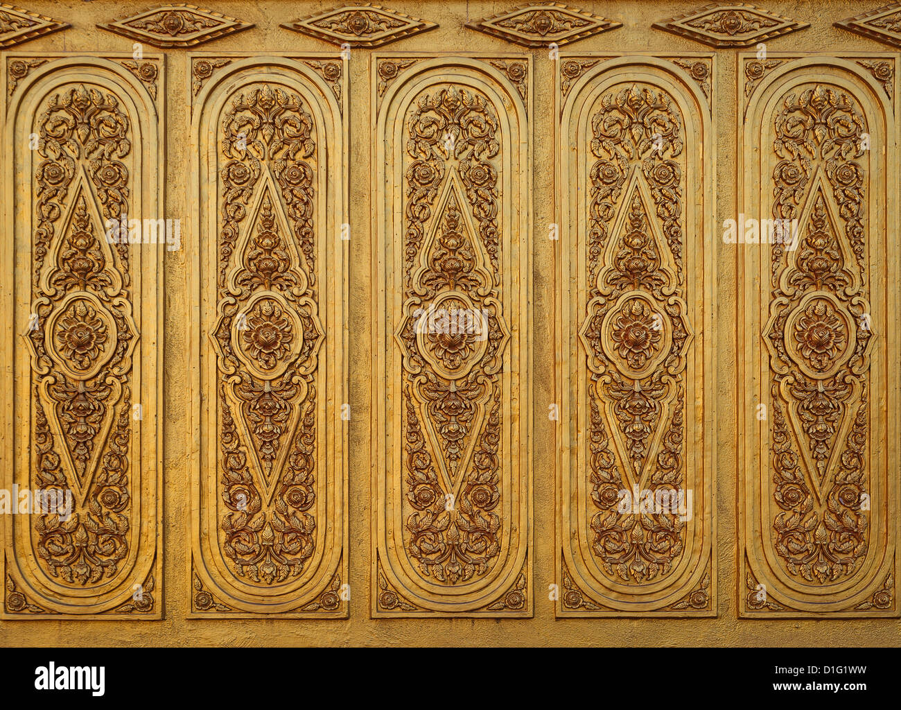 The golden mural in northern of Thailand Stock Photo - Alamy