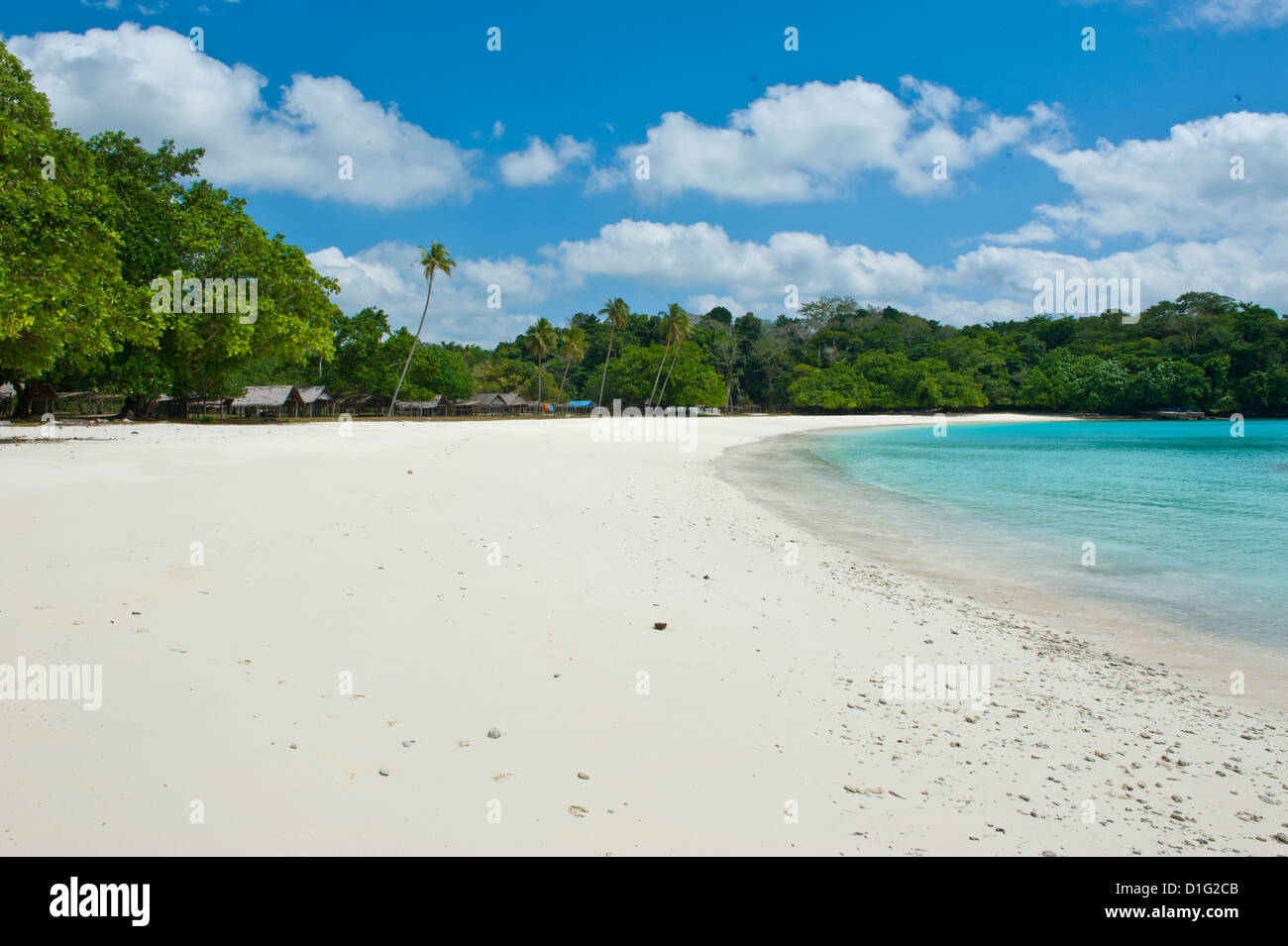 Turquoise water and white sand at the Champagne beach, Island of ...