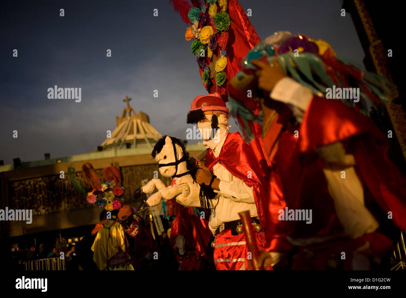 A pilgrim dressed as Saint James apostle performs outside of the Our ...