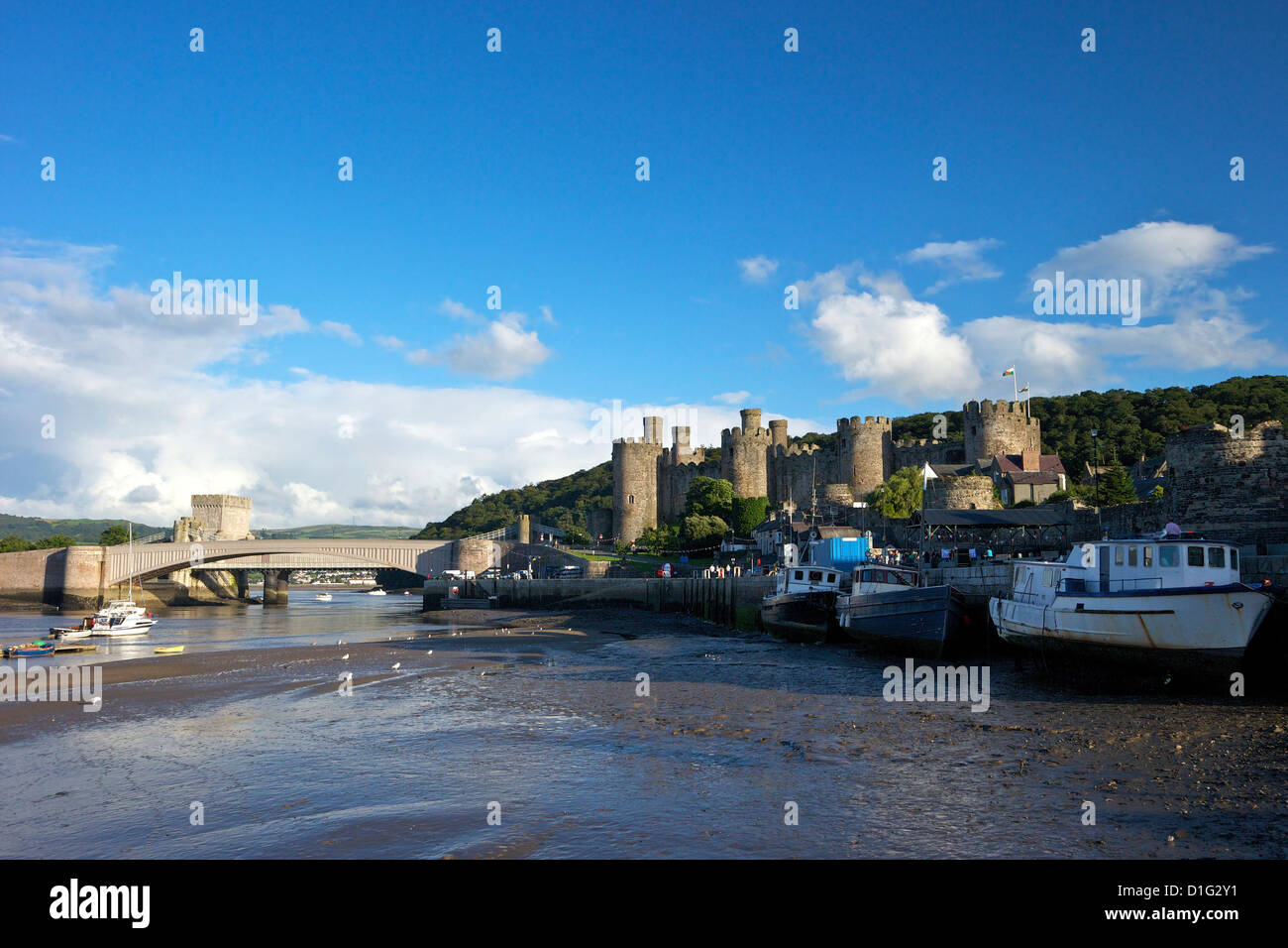 River Conwy estuary and medieval castle in summer, UNESCO World ...