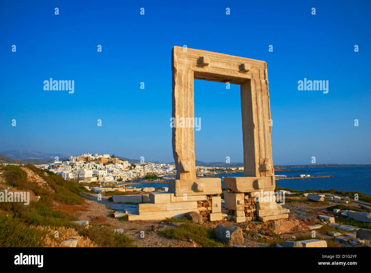 Gateway, Temple of Apollo, archaeological site, Naxos, Cyclades, Greek ...