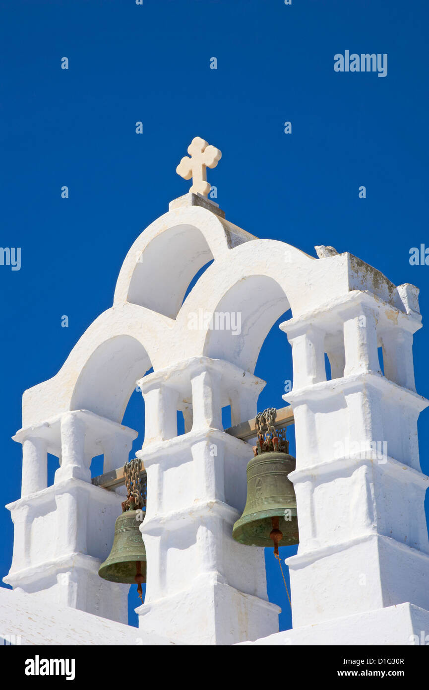 Bells on church, Chora, Amorgos, Cyclades, Aegean, Greek Islands ...