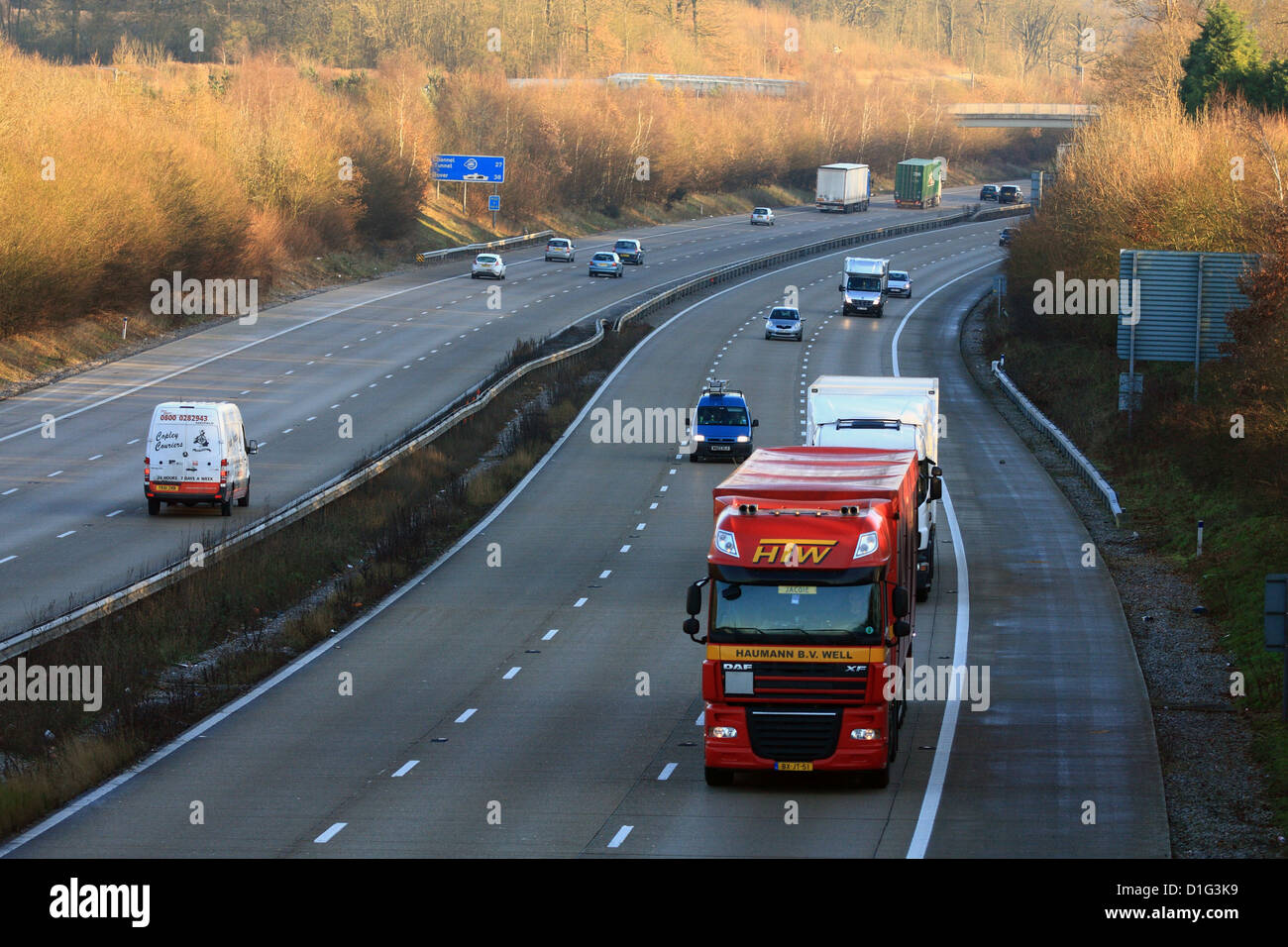 Cars trucks lorries lorry freeway highway england hi-res stock ...