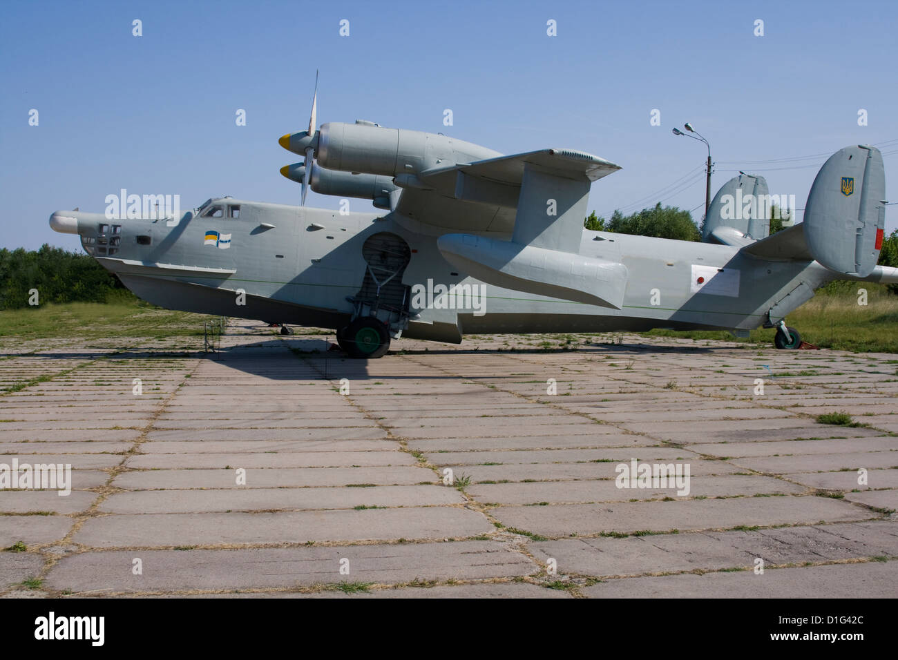 Old Ukrainian Navy amphibian plane BE-12 Chaika parked Stock Photo - Alamy