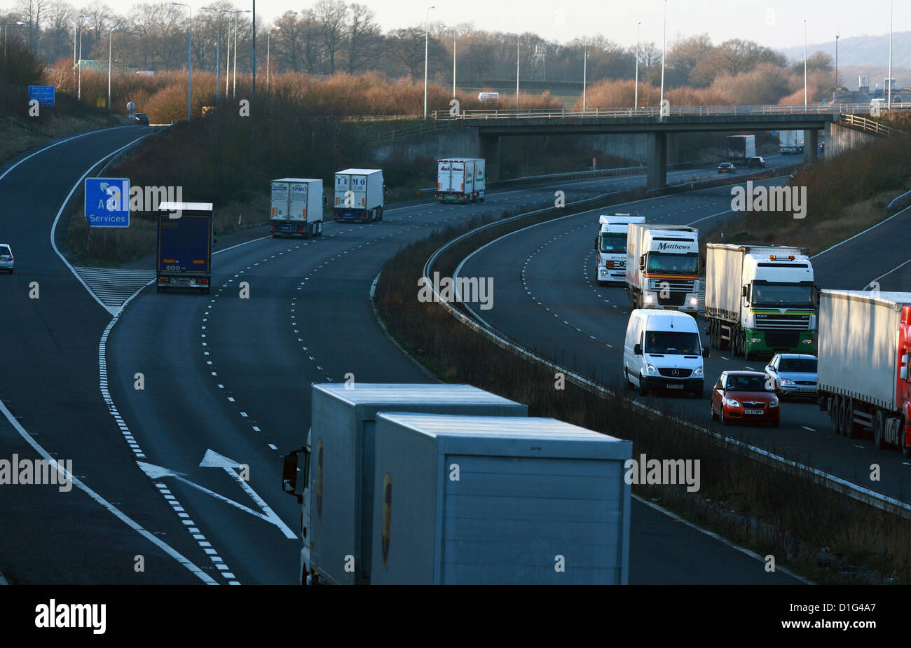 Cars trucks lorries lorry freeway highway england hi-res stock ...