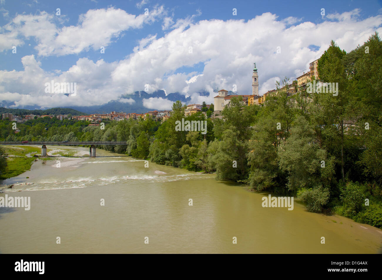 View of city and Duomo of San Martino, Belluno, Province of Belluno ...