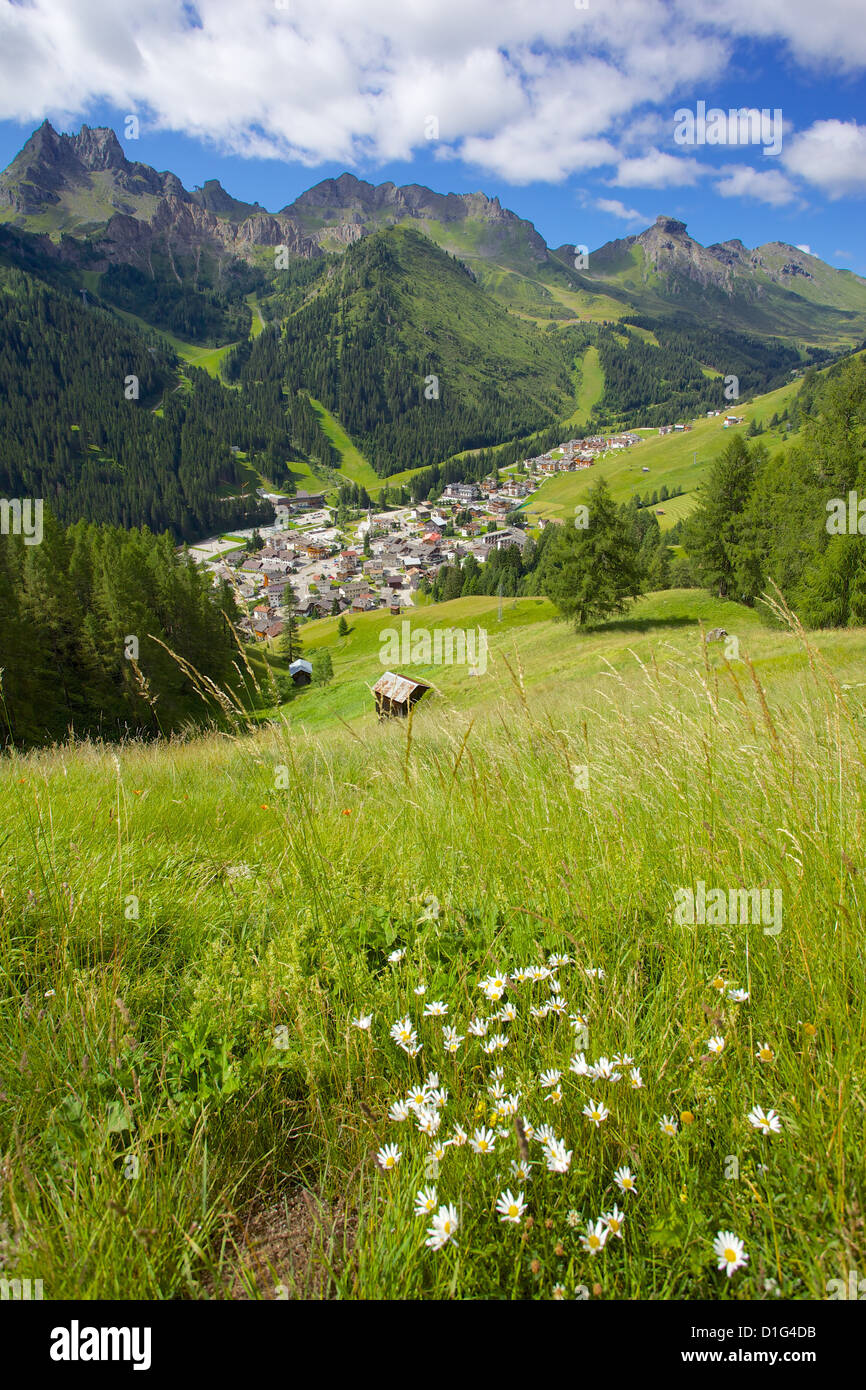 View over town, Arabba, Belluno Province, Trento, Dolomites, Italy ...