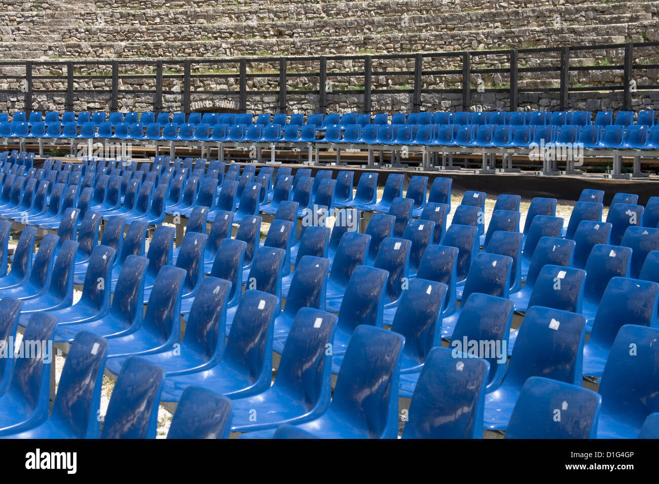 Spectator's seats in ancient Roman arena in Pula, Croatia Stock Photo ...