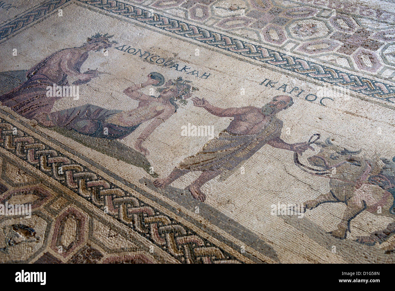 Roman mosaic, Archaeological Park, Paphos, Cyprus, Europe Stock Photo ...