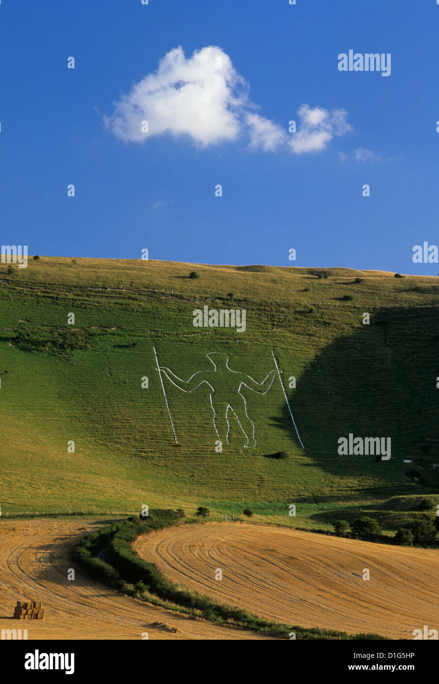 Long Man of Wilmington chalk figure, Wilmington, East Sussex, England ...